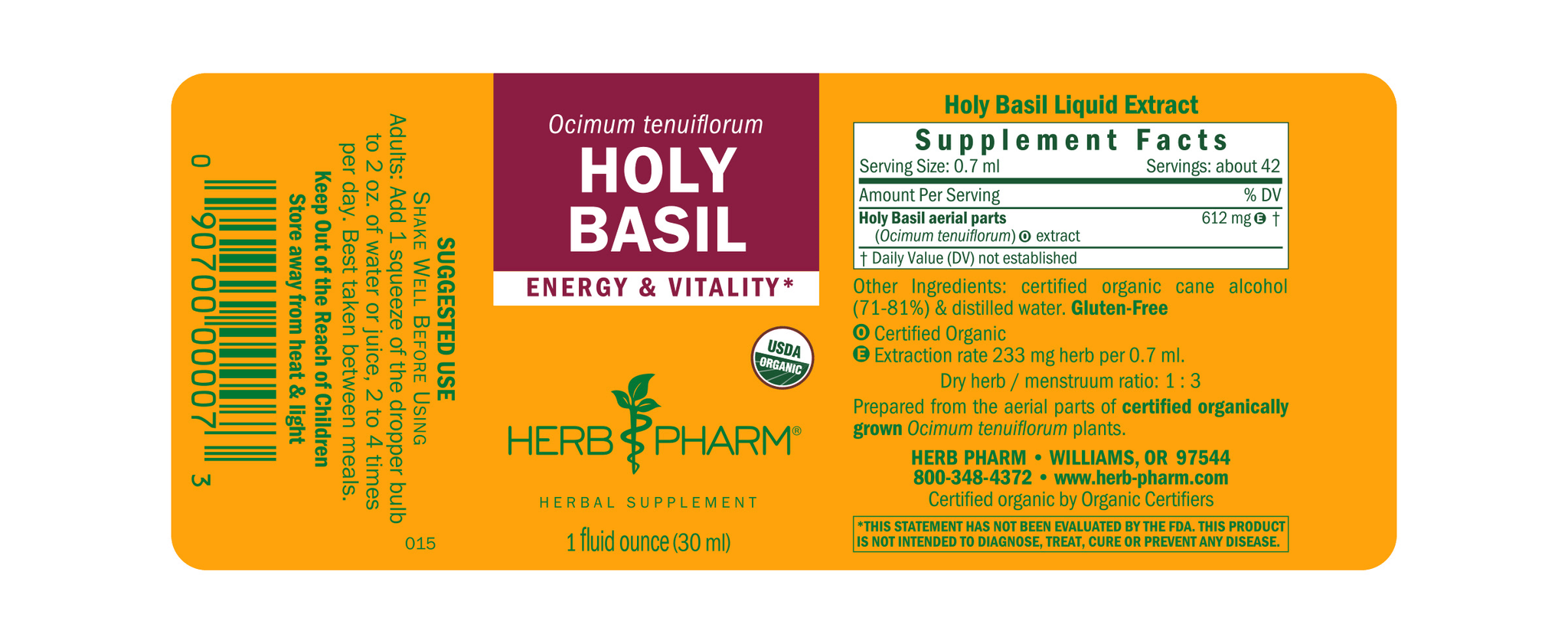 Holy Basil Liquid Herbal Extract | Herb Pharm