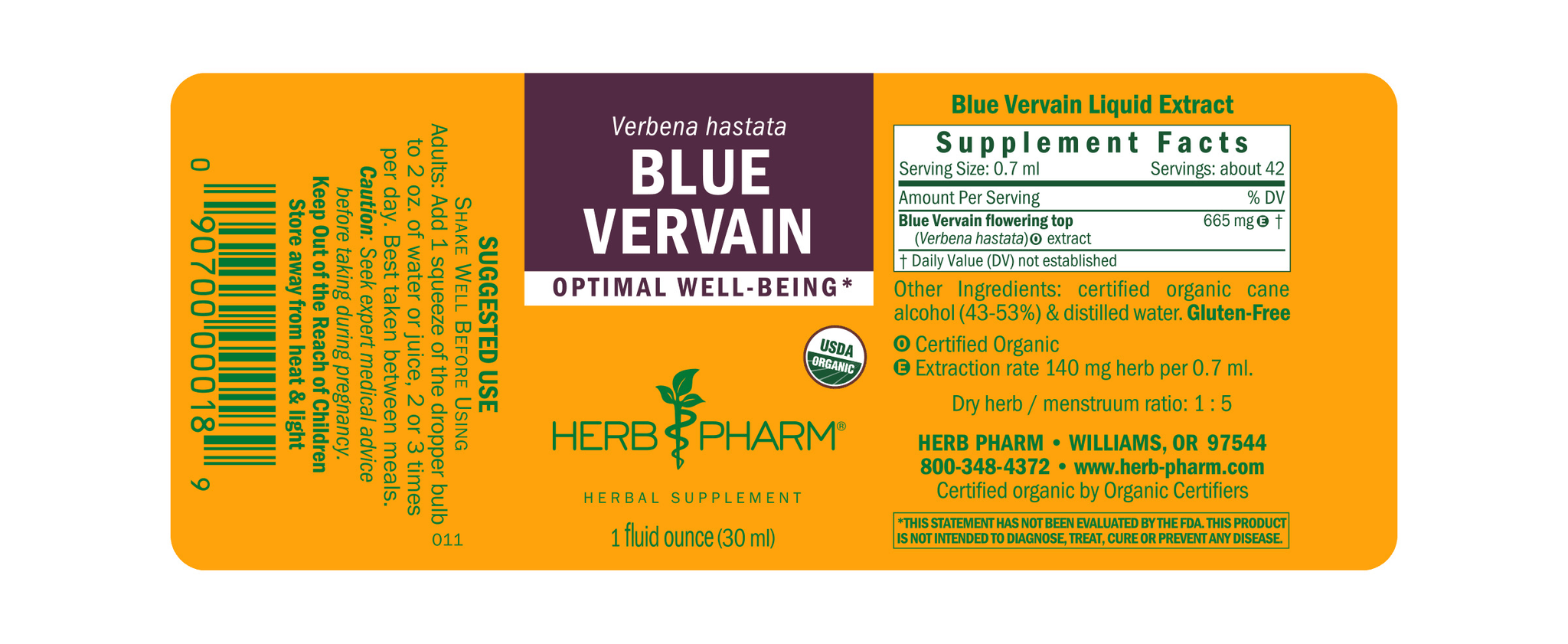 Blue Vervain Liquid Herbal Extract | Herb Pharm