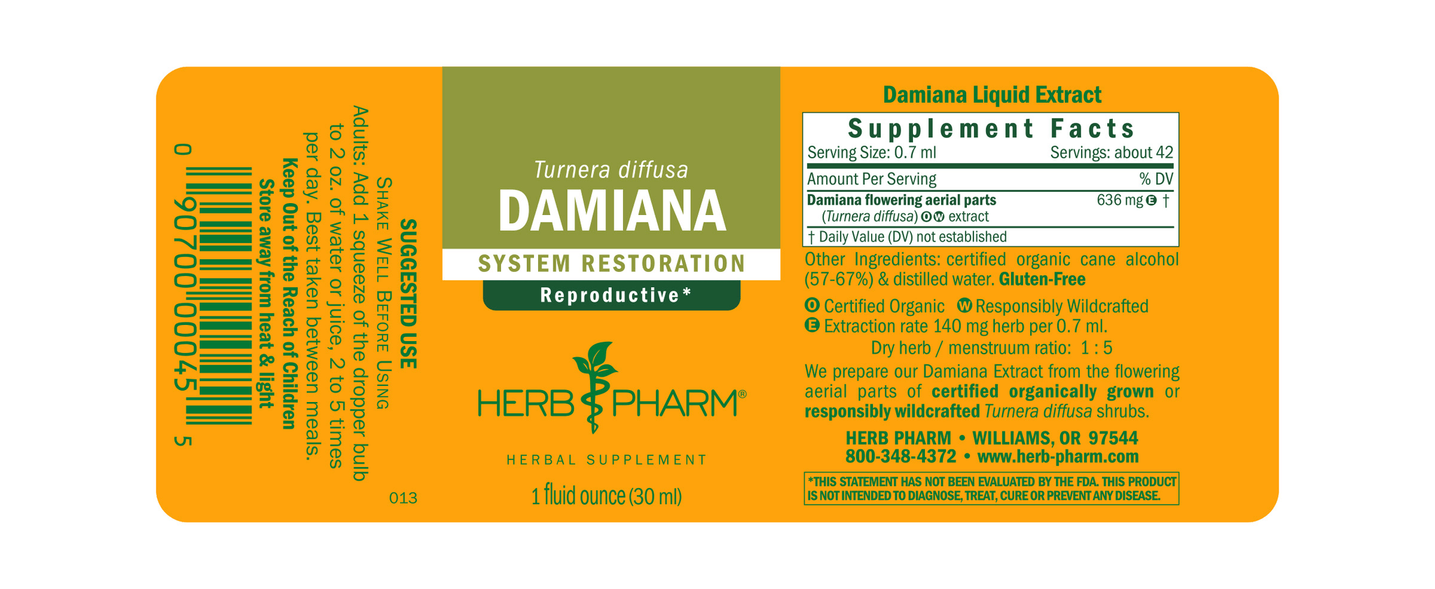 Damiana Liquid Herbal Extract | Herb Pharm