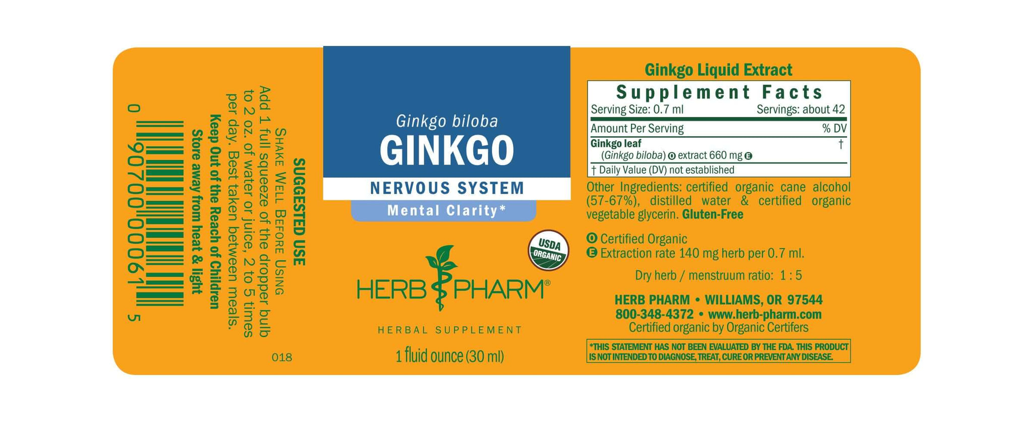 Ginkgo Liquid Herbal Extract | Herb Pharm