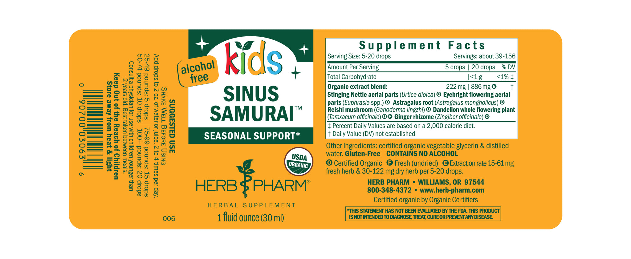 Kids Sinus Samurai™ Liquid Herbal Extract | Herb Pharm