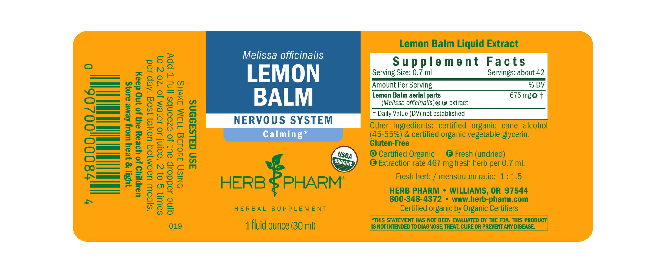 Lemon Balm Liquid Herbal Extract | Herb Pharm